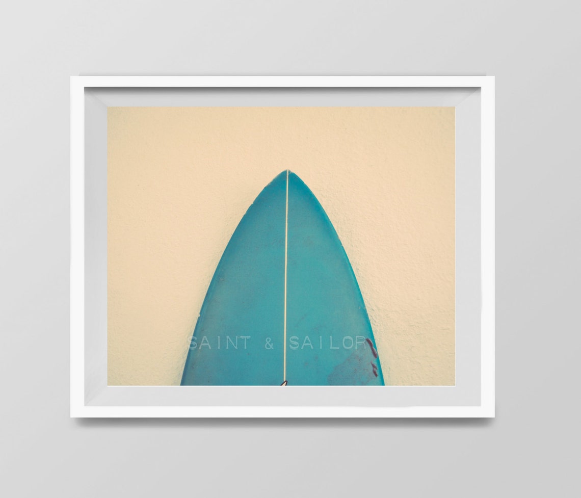 Turquoise Surfboard Tip Surf Decor Beach Photos Yellow | Etsy