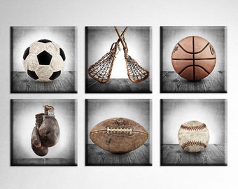 White Background Square Format Sports Collection Set of Nine Canvas ...