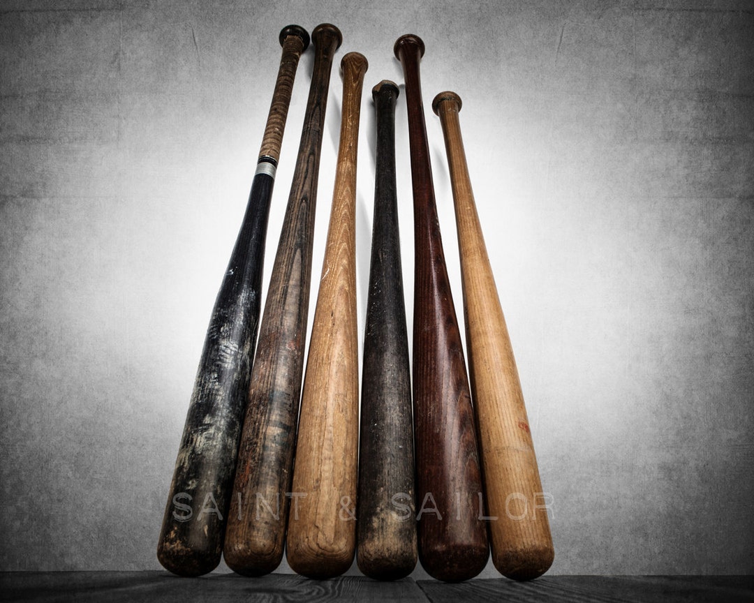 Sixvintage Baseball Bats on Wood One Photo Print ,decorating Ideas ...