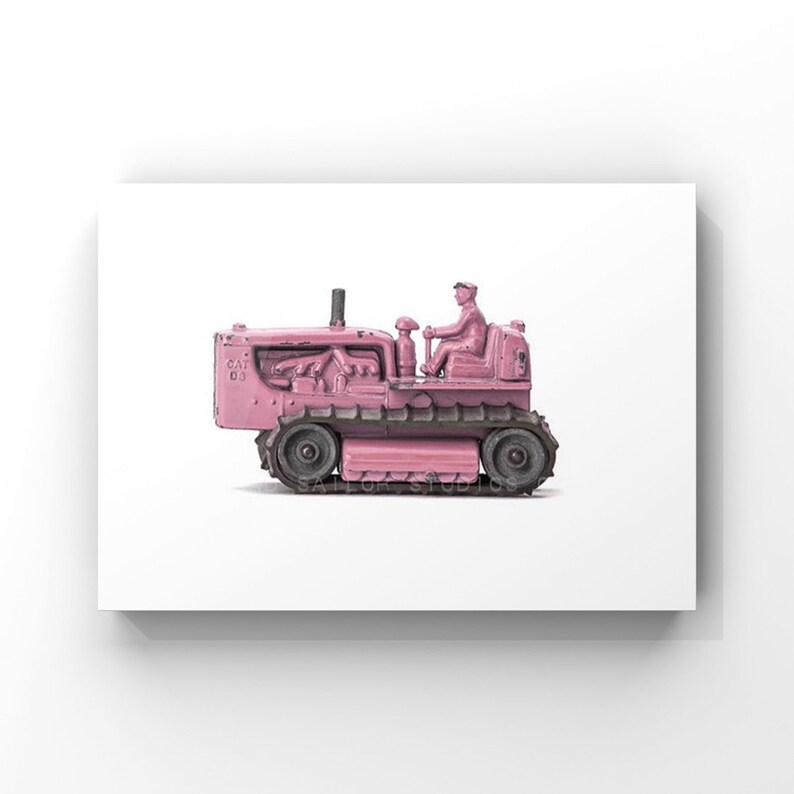 Pink Toy Bulldozer Photo Print Girls Room Decor | Etsy