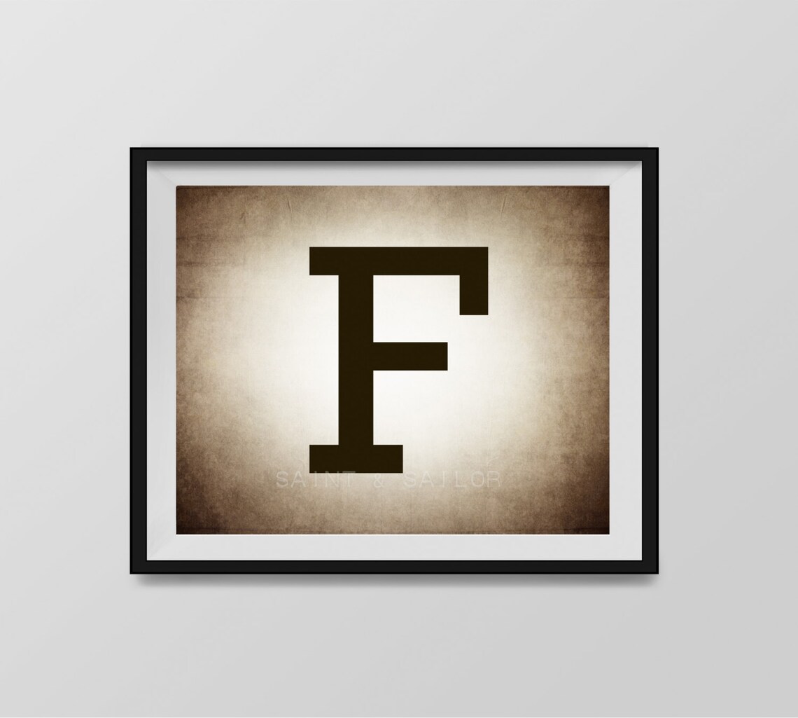 Letter F in 4 Color Choices Monogramed Photo Print or Canvas | Etsy