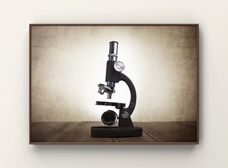 Vintage Microscope art print Science Art Schoolhouse Art | Etsy