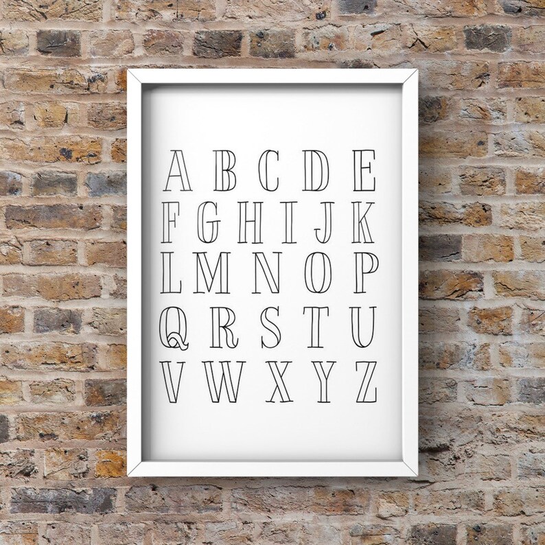 Alphabet Print in Black or White Modern Kids Room Decor - Etsy