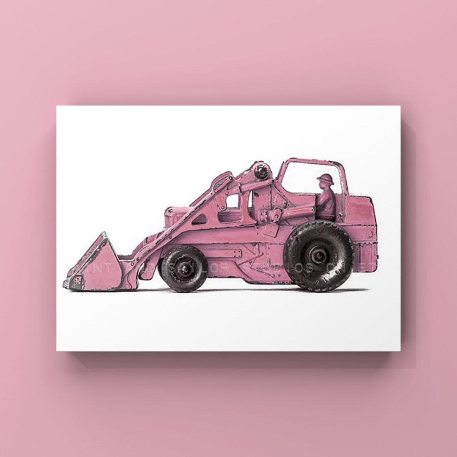 Vintage Pink Toy Tractor Print, Girl's Room Decor - Etsy
