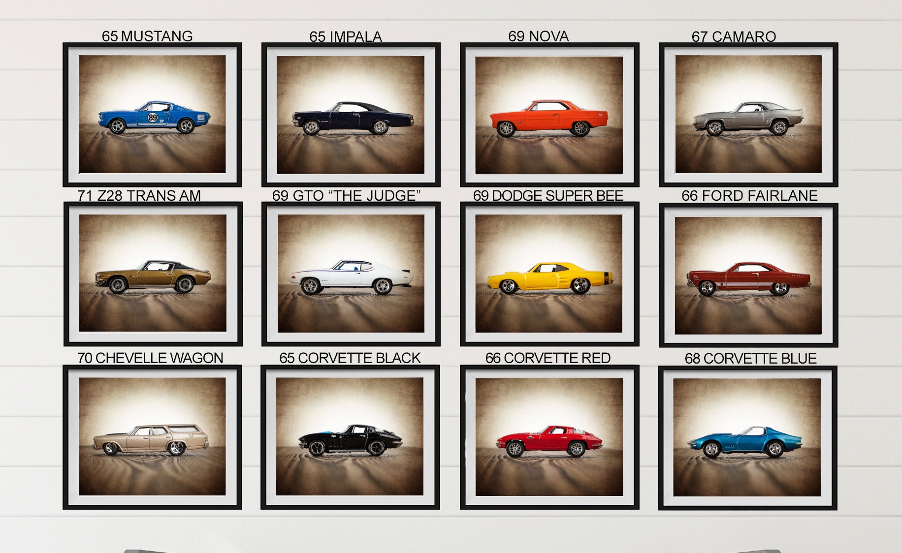 Vintage Muscle Cars Set of Nine Prints Nursery Decor Rustic | Etsy