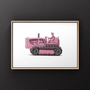 Pink Toy Bulldozer, Photo Print, Girls Room Decor, Construction Vehicle ...