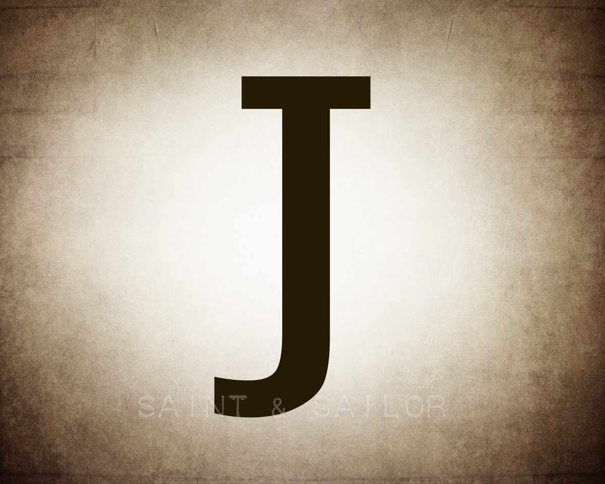 Letter J in 4 Color Choices Monogramed Photo Print or Canvas | Etsy