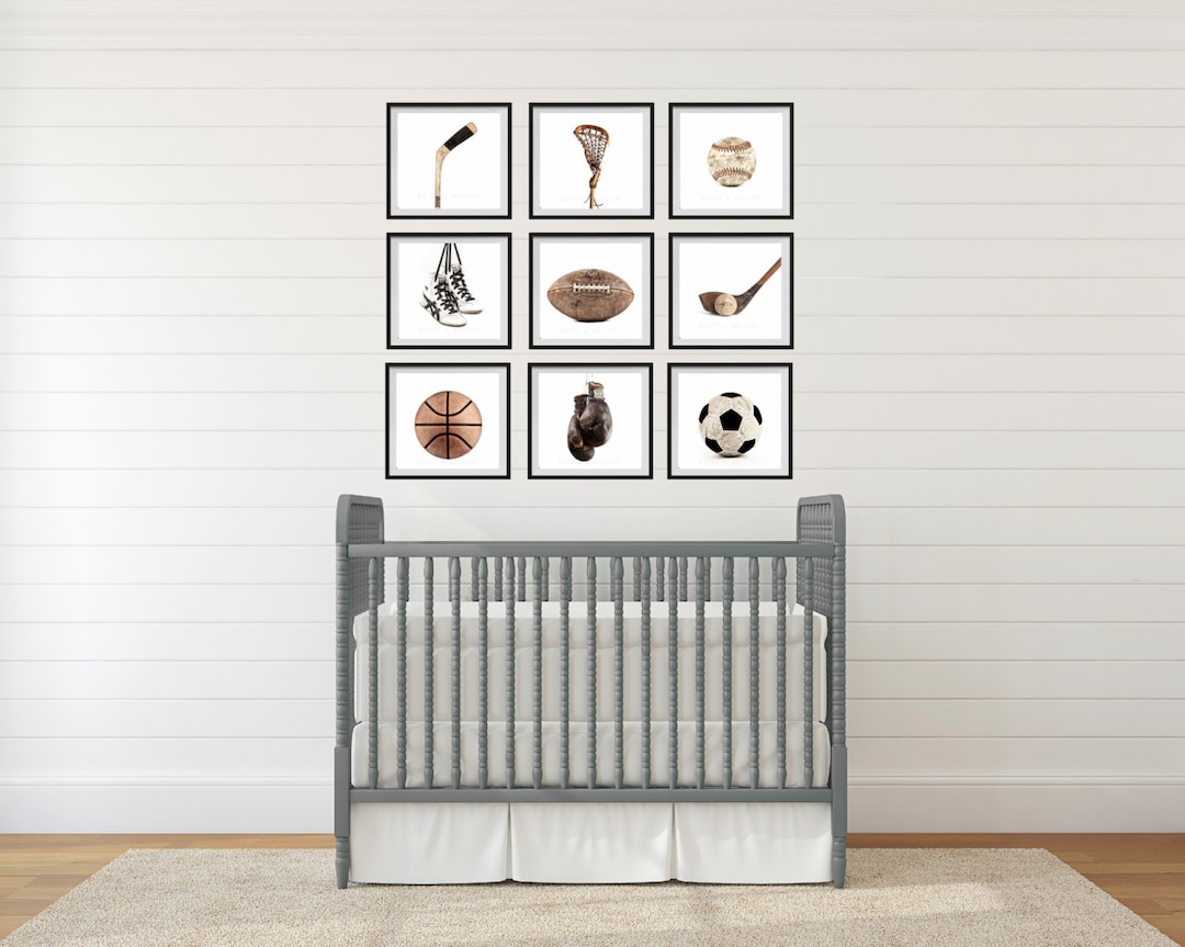 The Sports Collection on White Background, Set of Nine UNFRAMED Prints ...