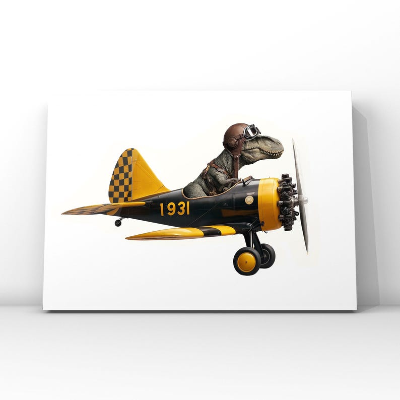Dinosaur WWII Airplane Prints, Set of 4, Dino Nursery Decor - Etsy