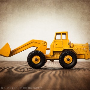 Vintage Construction Truck Photo Prints, Primary Colors, Digger Tractor ...