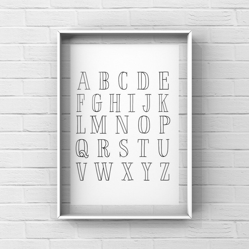 Alphabet Print in Black or White Modern Kids Room Decor - Etsy
