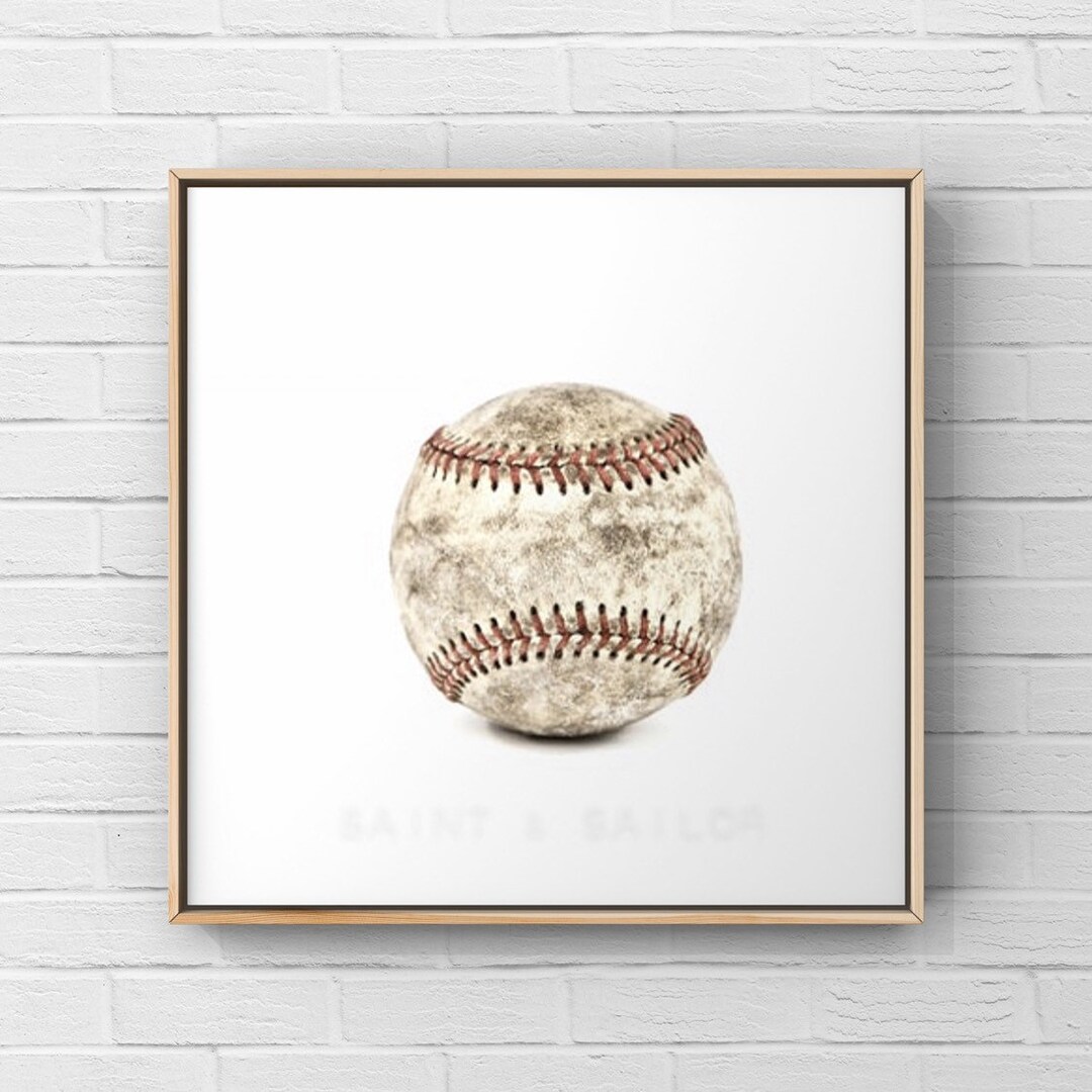 Vintage Single Baseball on White One Photo Print , Wall Decor, Wall Art ...