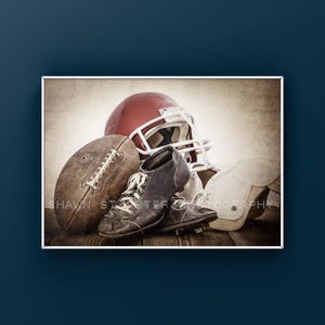 Vintage Football Gear Red Helmet Photo Print , Decorating Ideas, Wall ...