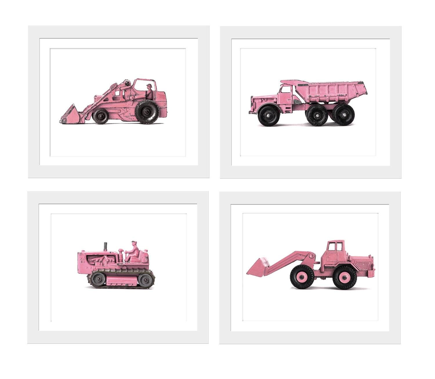 Vintage Pink Toy Tractor Print, Girl's Room Decor - Etsy