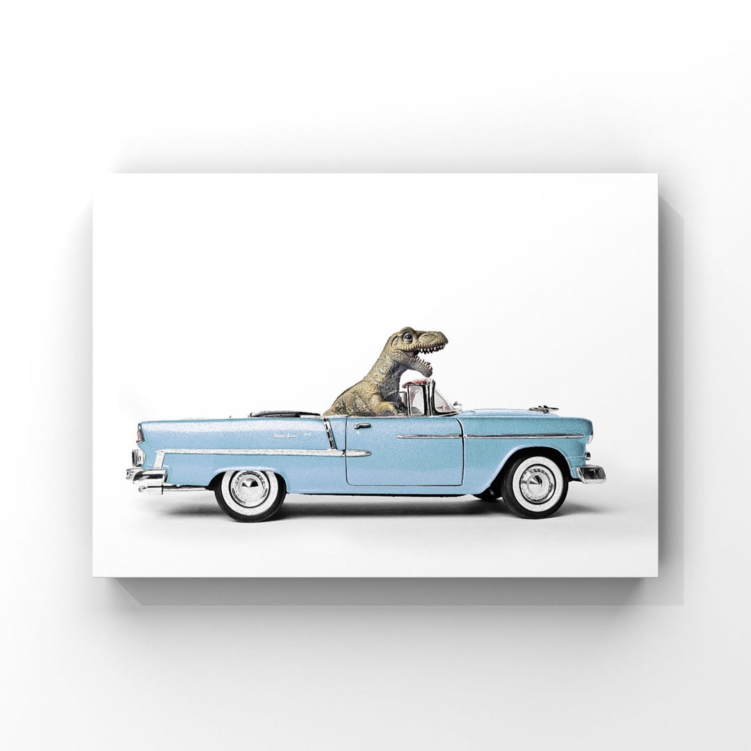 T-rex Driving Chevy Bel Air, Dinosaur Art Photo Print - Etsy