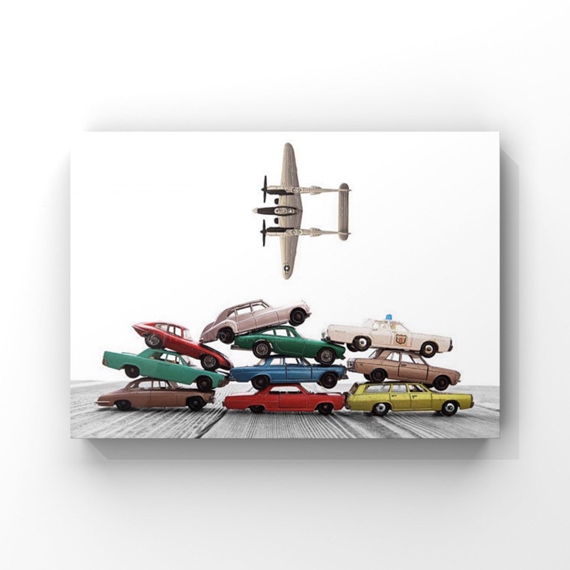 Set of SIX Stacked Matchbox Cars on Canvas Nursery Decor - Etsy