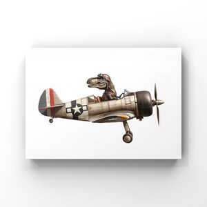 Dino Flying Vintage WWII US Airforce Airplane Art Print, Dino Room ...