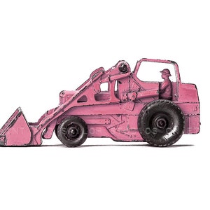 Vintage Construction Vehicles in Pink on White Background - Etsy