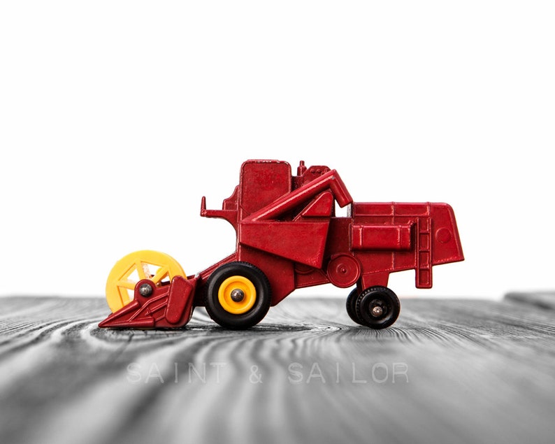 Vintage Red Combine on White and Grey Photo Print Wall Decor - Etsy
