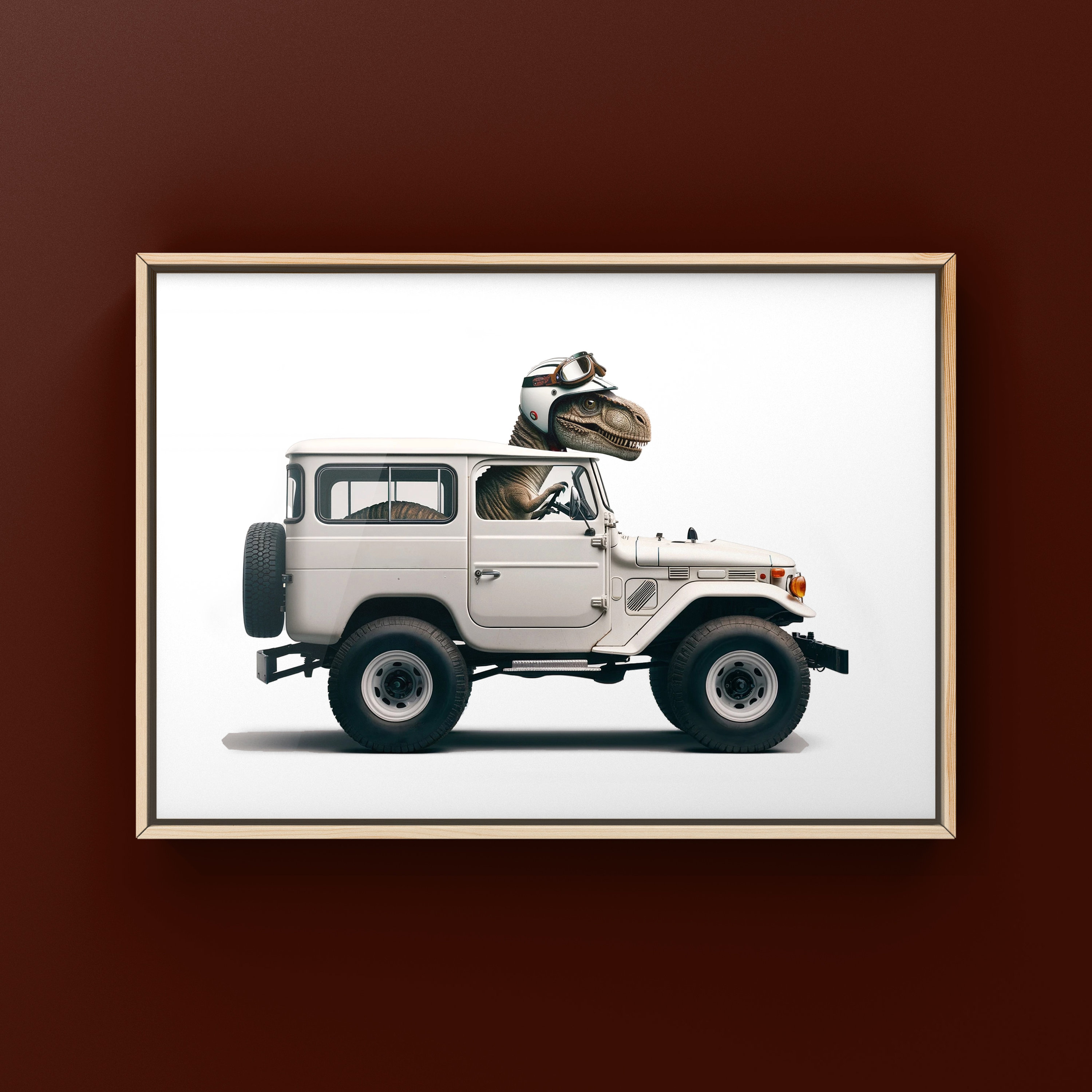 Set of Six Dinos Driving 4x4s, Unframed Photo Prints or Canvases, Dino ...
