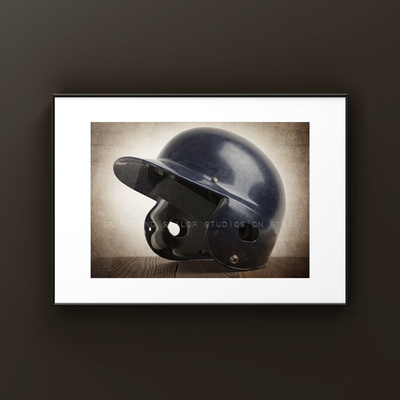 Vintage Baseball Batting Helmet Navy Blue Photo Print - Etsy