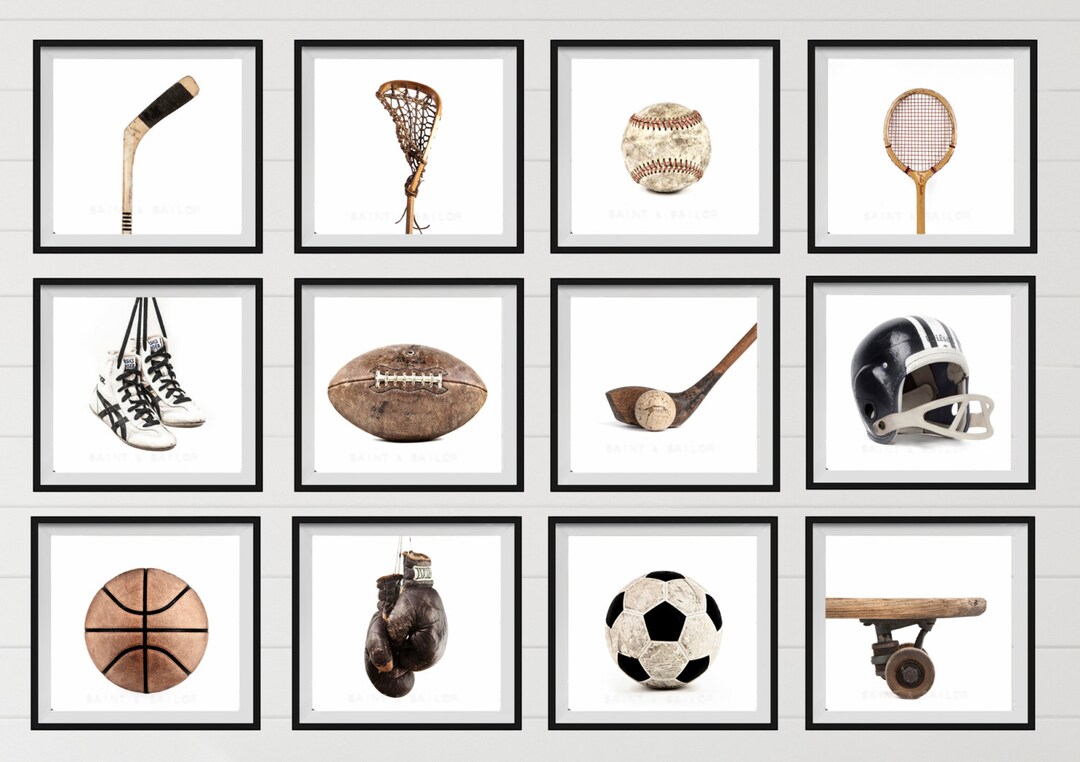 The Full Sports Collection on White Background, Set of 12 Photo Prints ...