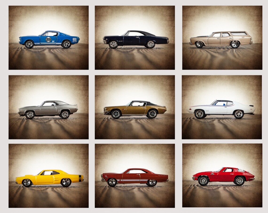 Vintage Muscle Cars Set of Nine Photo Prints Nursery Decor | Etsy