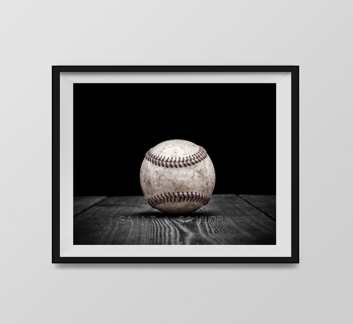 Vintage Single Baseball Back on Black One Photo Print - Etsy