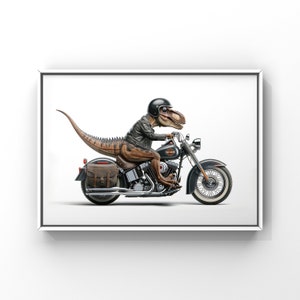 T-rex Riding a Harley , Photo Print, Boys Room Decor, Dinosaur Art ...
