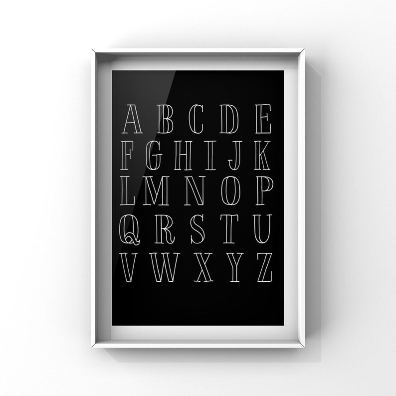 Alphabet Print in Black or White Modern Kids Room Decor - Etsy