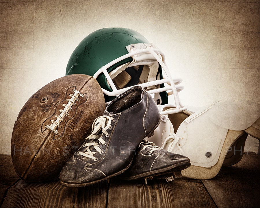 Vintage Football Gear Green Helmet Photo Print Wall Decor - Etsy