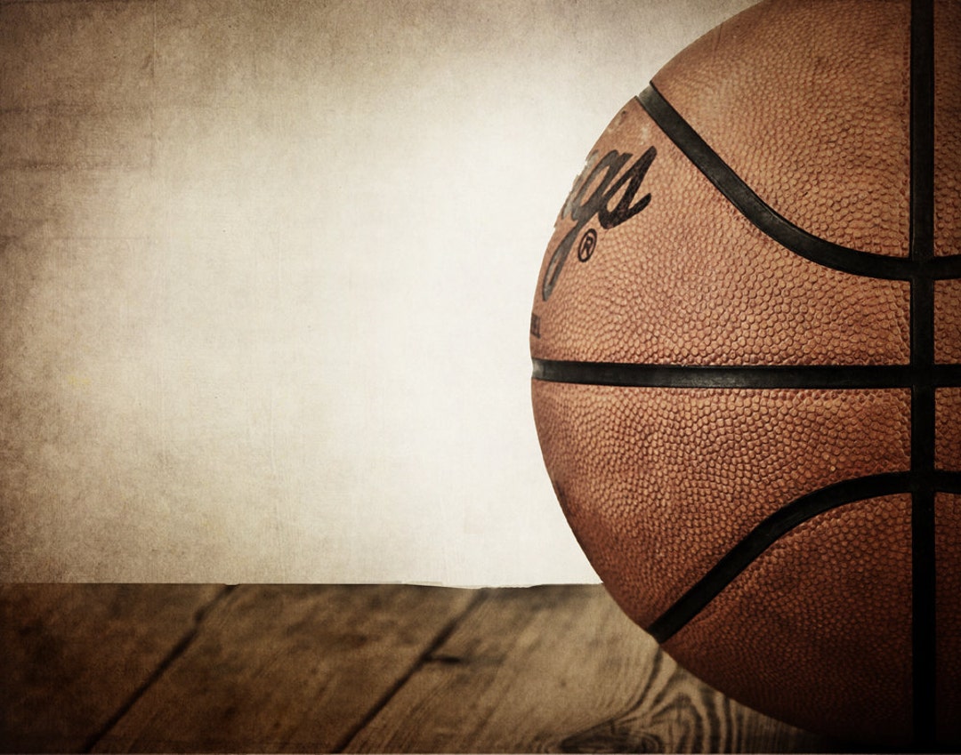 Vintage Basketball on Wood Half View Photo Print, Boys Room Decor, Boys ...