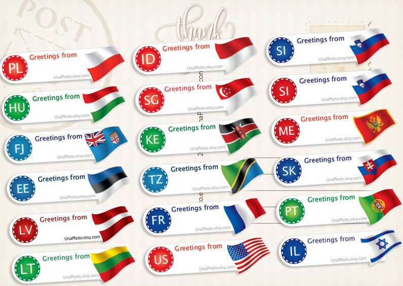 ID Flag Stickers for Postcrossing. Any Country Set of 20 or More - Etsy