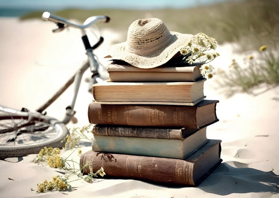 The Feeling of Summer at the Seaside With Books, Hat and Bike Postcards ...