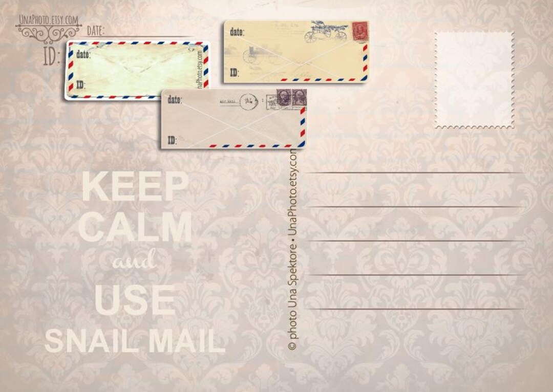 Vintage Envelopes Postcard ID and DATE Stickers. Set of 12 Postcard ...