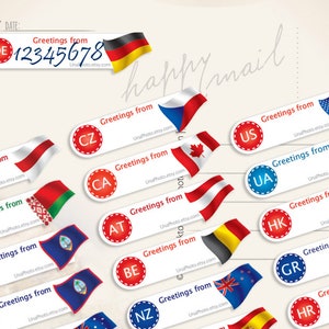 Greetings From Sticker Postcard ID Flag Sticker for Postcrossing. Any ...