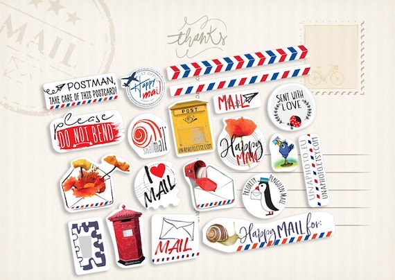 19 Mini Stickers Mail Set Prioritaire Post Stickers Postcard - Etsy