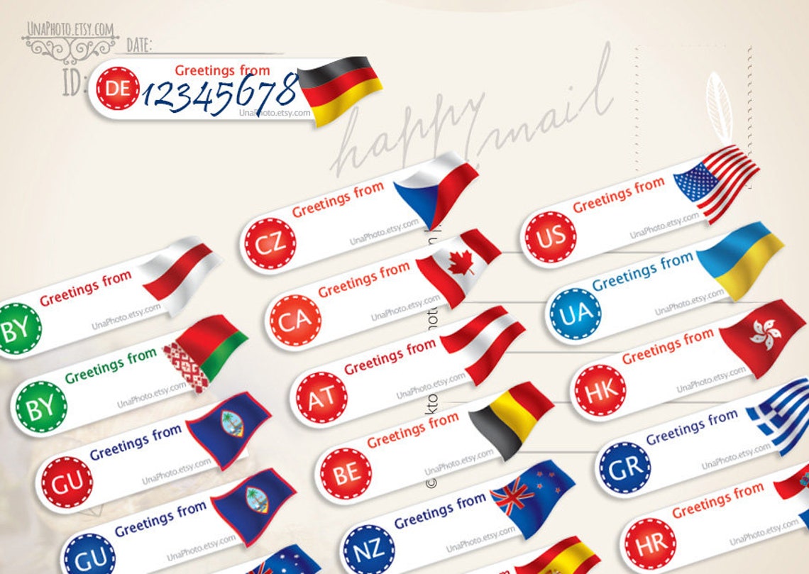 ID Flag Stickers for Postcrossing. Any Country Minimum Set of - Etsy