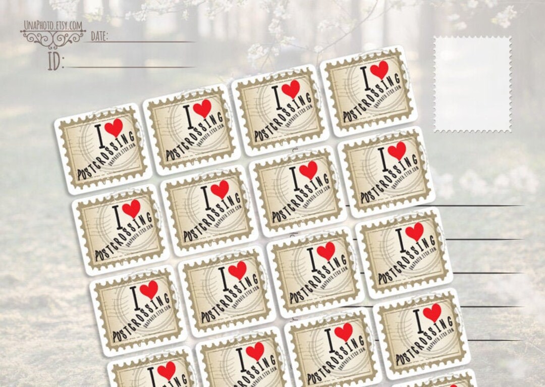 I Love Postcrossing Postage Stamp Decal: Fun Mail Art, Postcard ...