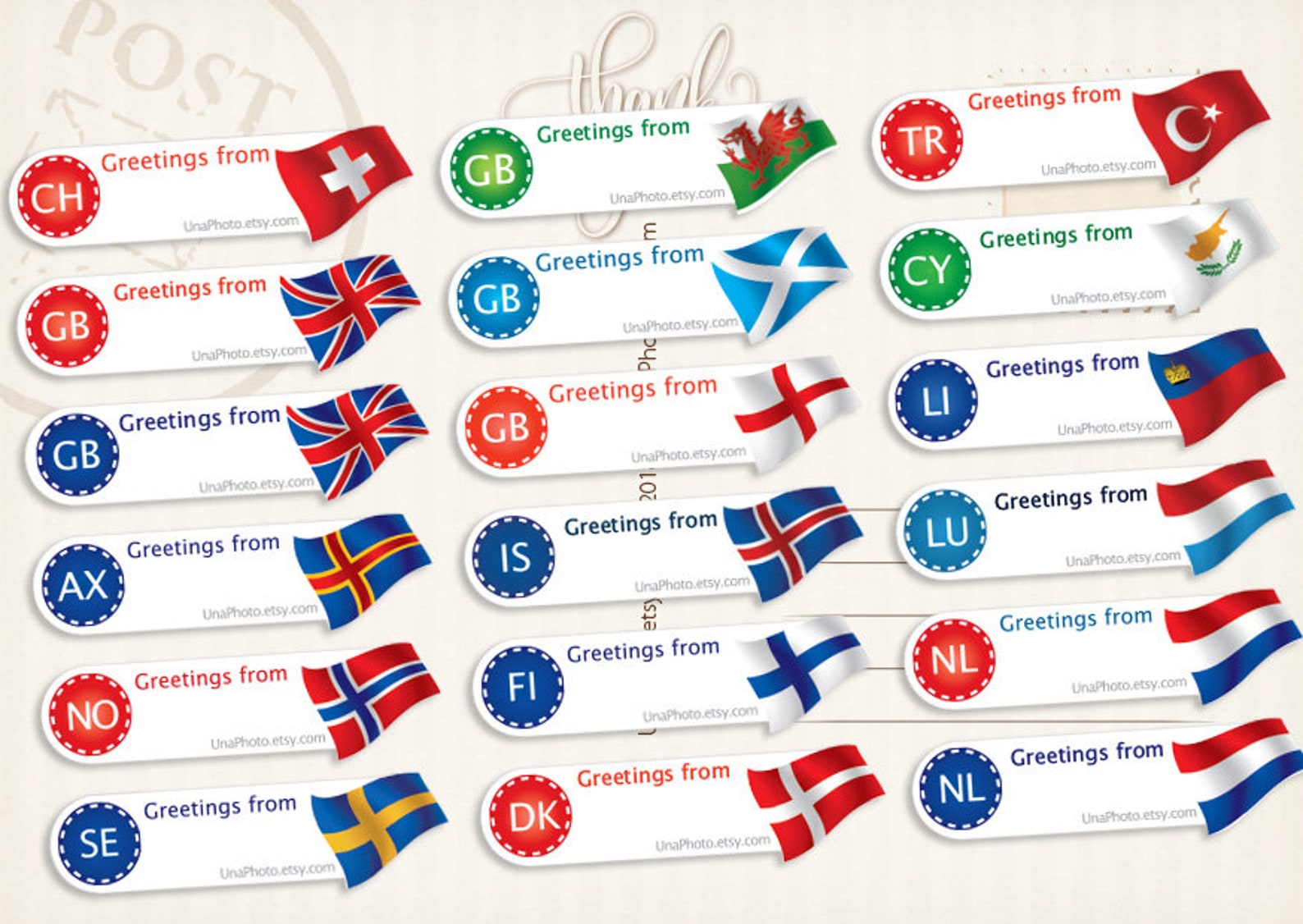 ID Flag Stickers for Postcrossing. Any Country Set of 20 or More - Etsy