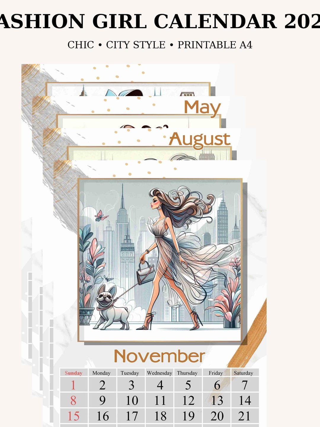 2026 Fashion Girl Calendar: Chic City Style (printable PDF) - Etsy