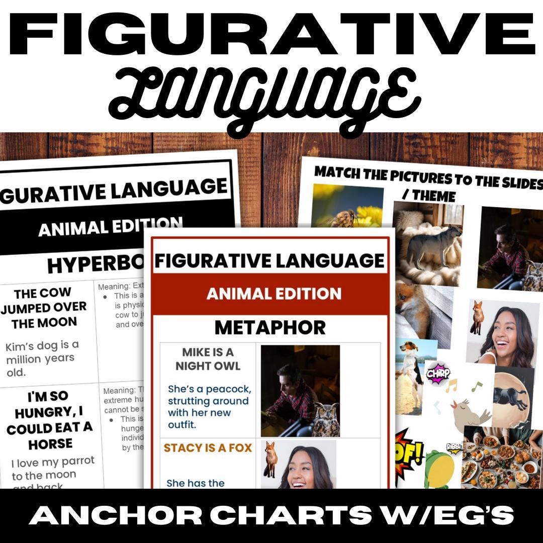 Literary Devices Anchor Charts, Figures of Speech Posters| Color ...