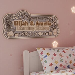 Personalized Learning Station Sign for Kids, Custom Educational Wall ...
