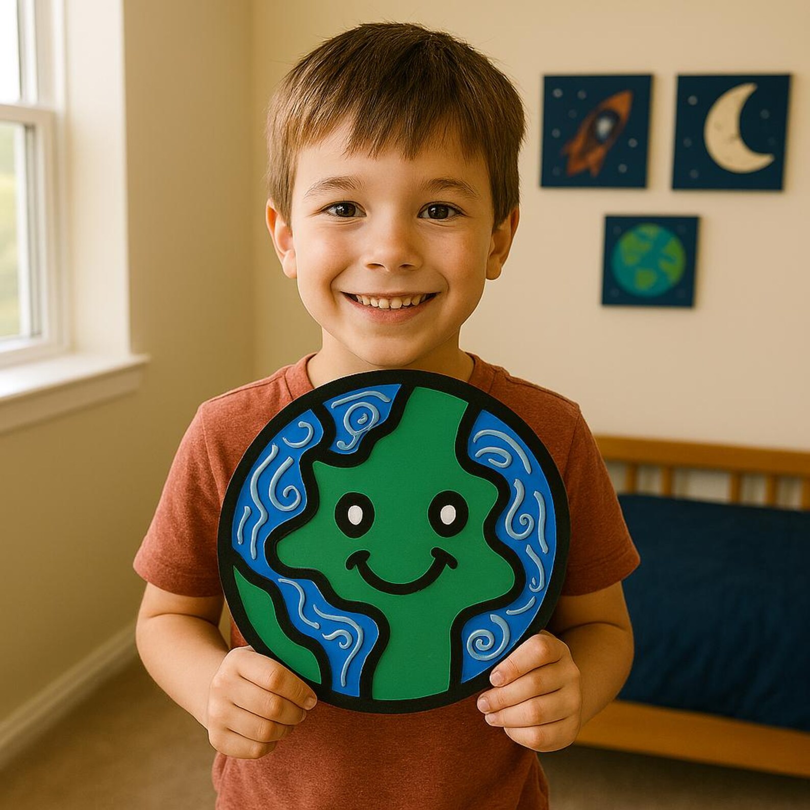 Planet Earth Wall Decor, Handmade Nursery Art, Kids Room - Etsy