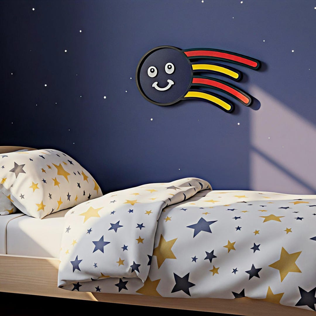 Smiling Asteroid Wall Decor, Handmade Nursery Art, Kids Room or Baby ...