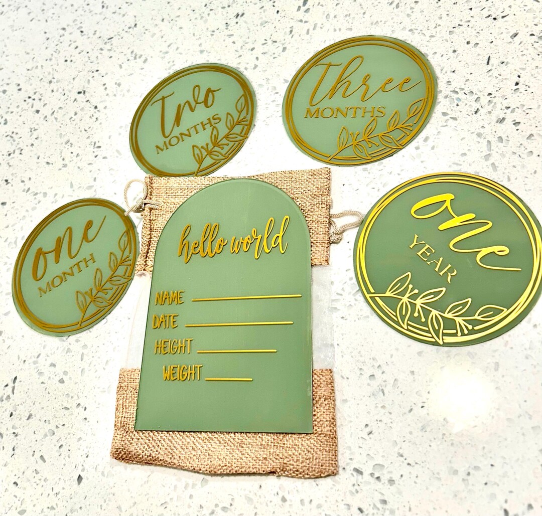 Acrylic Baby Milestone Set: Photo Prop Discs, Hello World Sign - Etsy