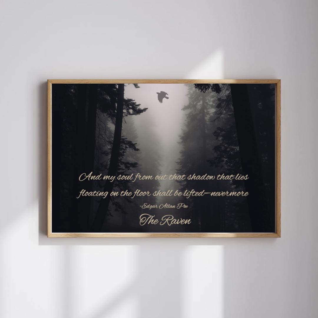 Edgar Allan Poe "the Raven" Quote Print: Gothic Forest Wall Art ...