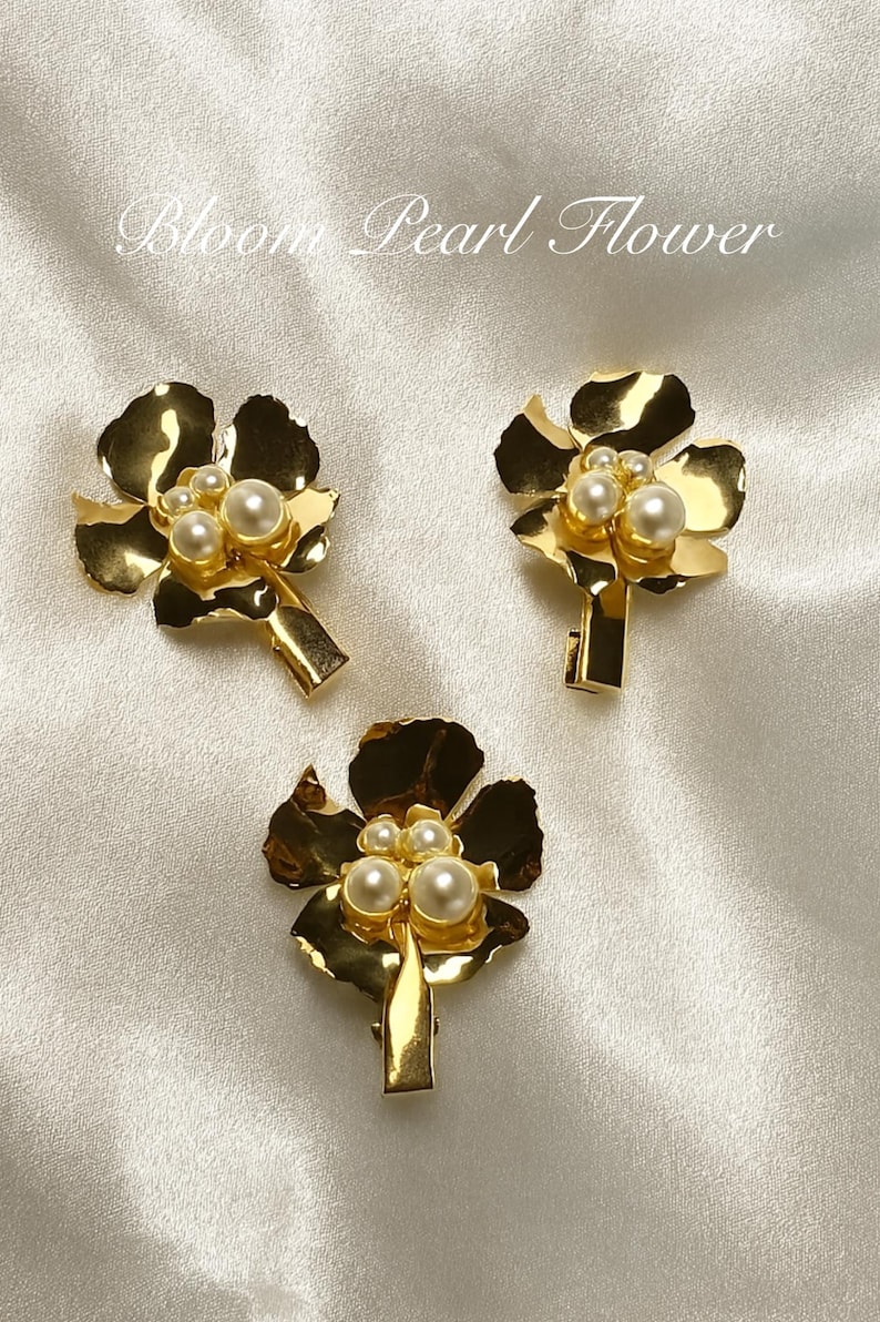 Gold Pearl Hair Clips – Elegant Wedding Hair Flowers for Brides and ...