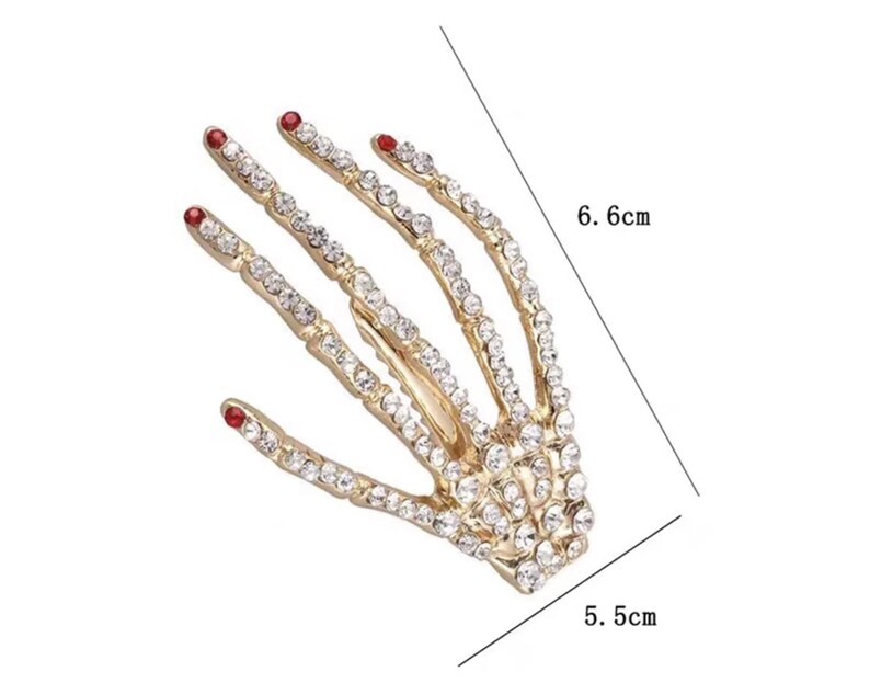 Crystal Skeleton Hand Hair Clip: Gothic Halloween Barrettes (2pcs) - Etsy