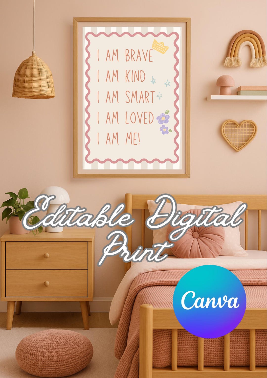 Editable Kids Affirmation Poster | Personalised Girl’s Name Print ...